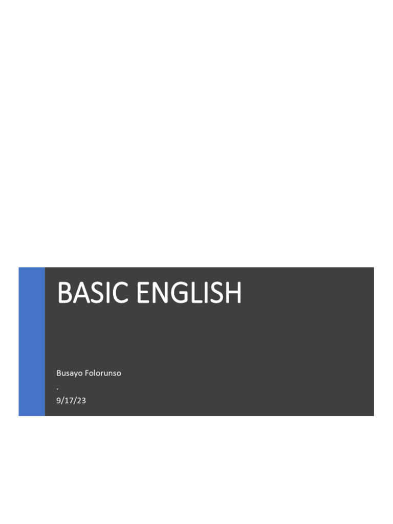 Basic English | PDF | Subject (Grammar) | Predicate (Grammar)
