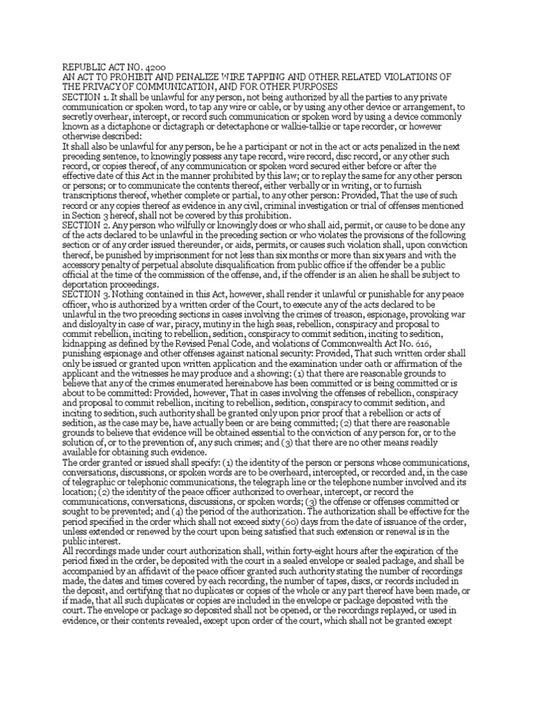 Anti Wire-Tapping Law | PDF