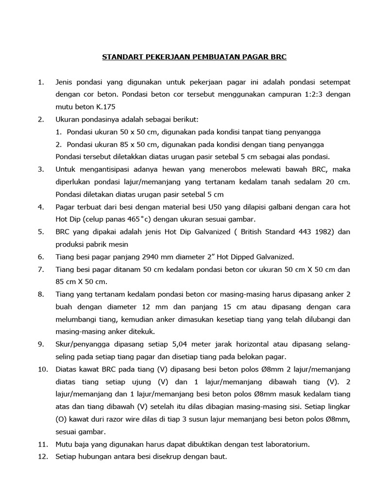 RKS Pagar Samarinda | PDF | Teknologi & Rekayasa