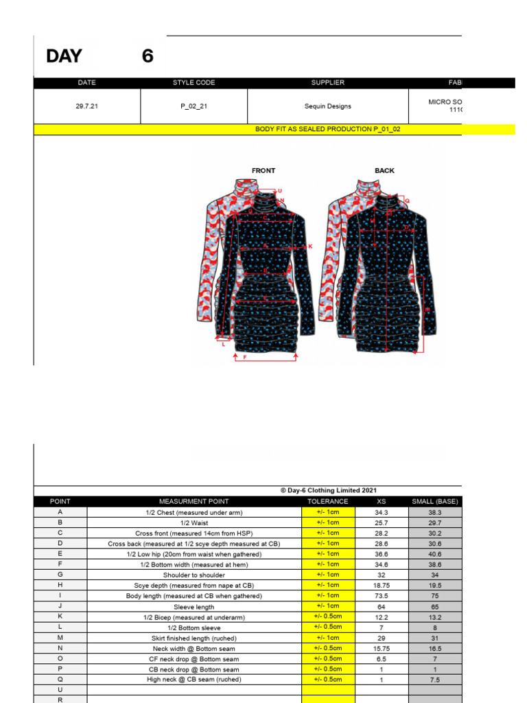 Spec Sheet - 01 - BP-2 | PDF | Seam (Sewing) | Human Appearance