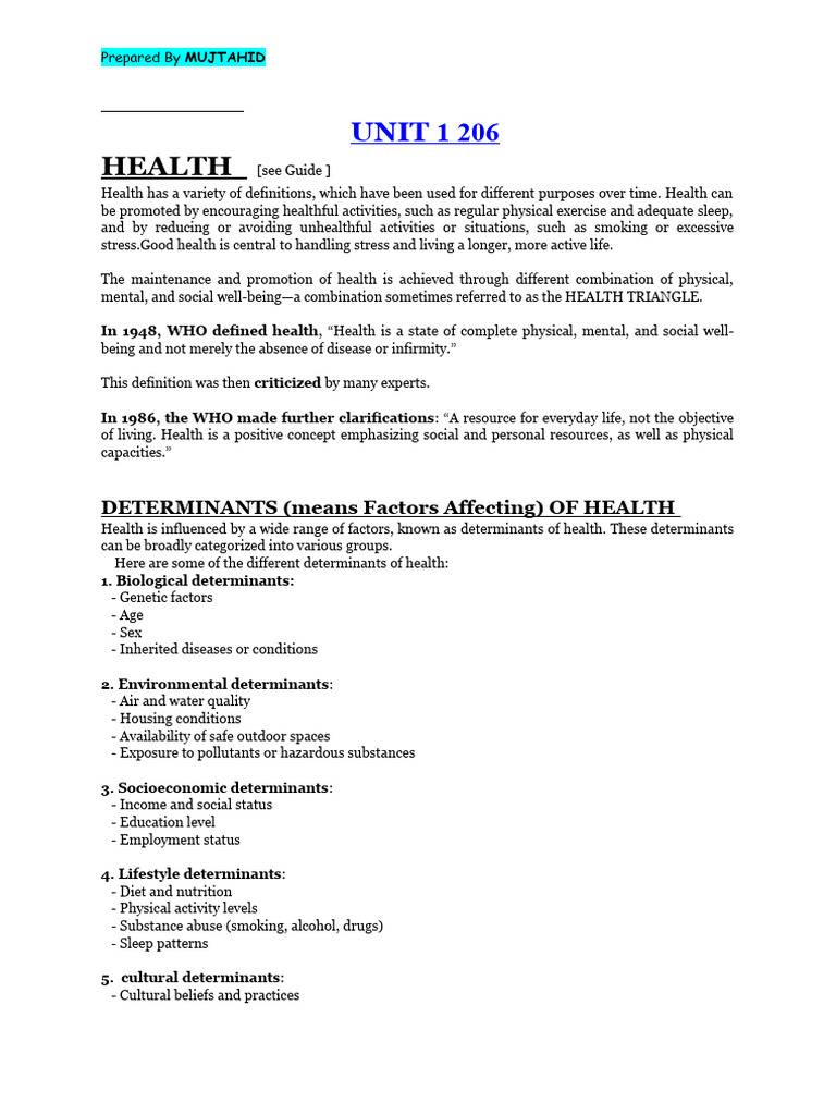 Unit 1 206 | PDF | Health Education | Healthy Diet
