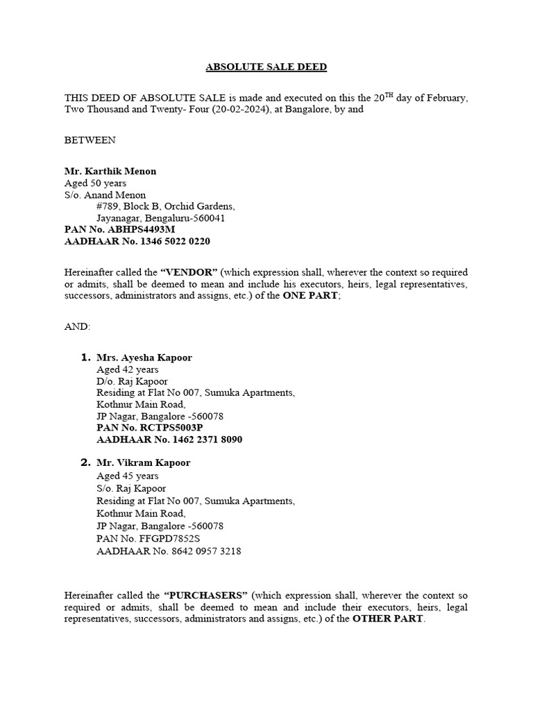 Absolute - Sale - Deed DPC Con Assg-1 | PDF | Mortgage Law | Deed