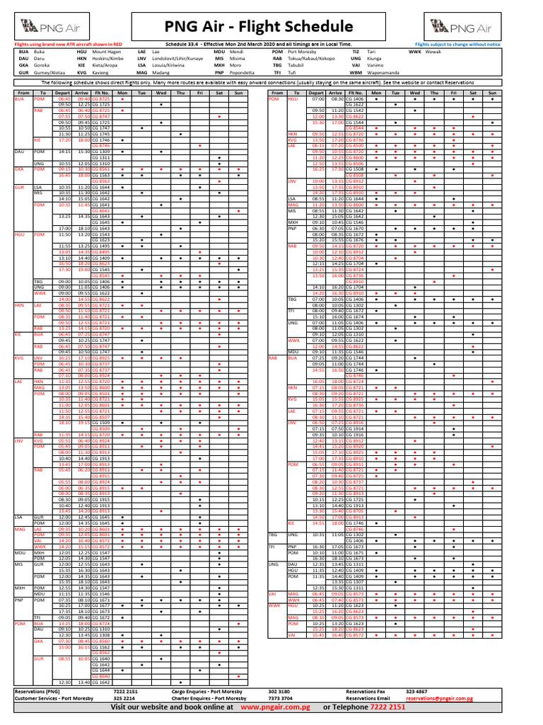 PNG Air - Flight Schedule 202003 | PDF