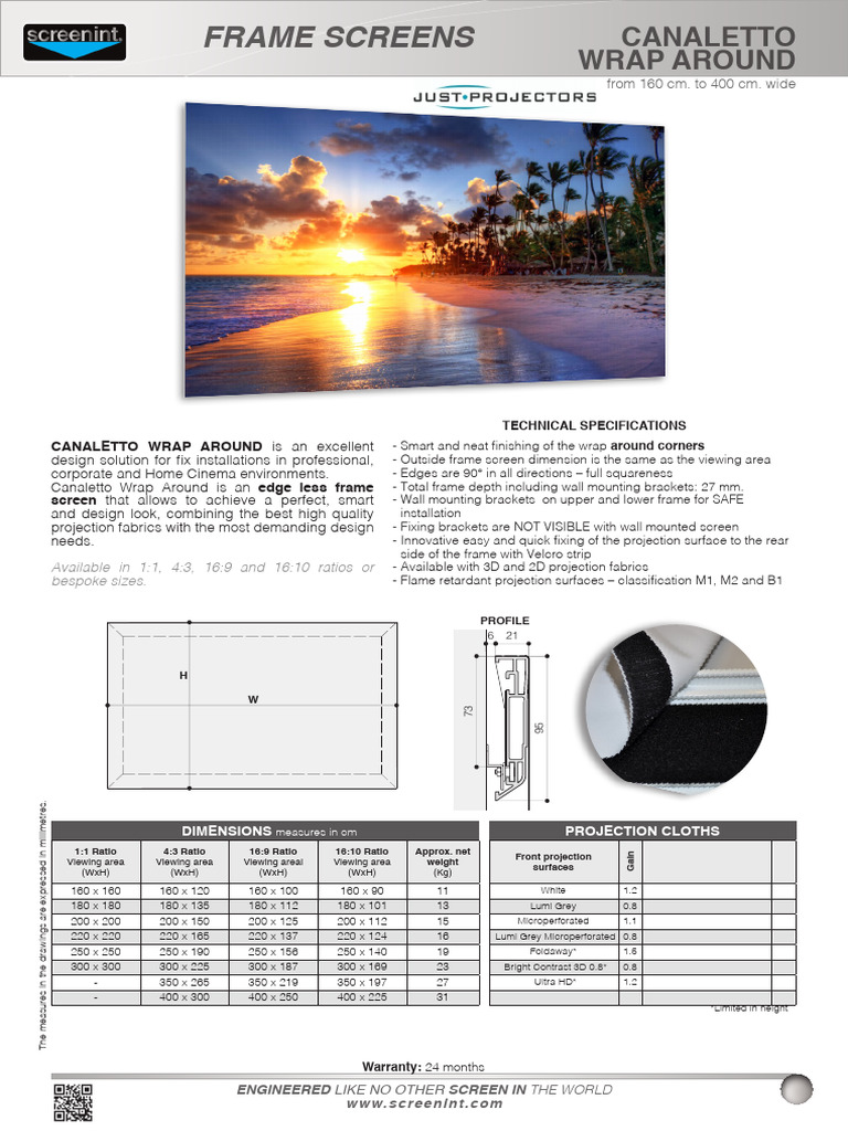 Canaletto Wrap Around Projection Screen | PDF