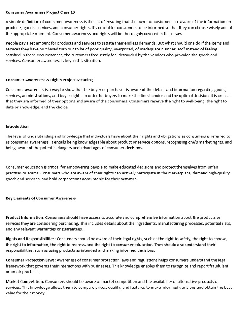 Consumers Rights Project | PDF | Consumer Behaviour | Product (Business)