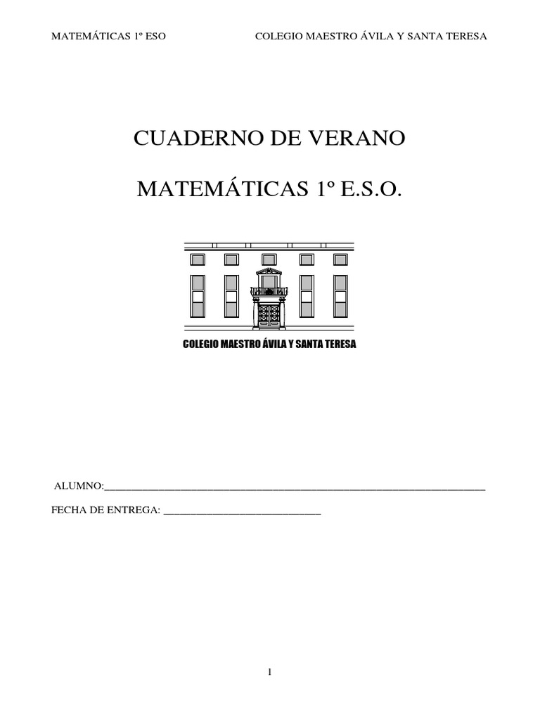 Cuaderno de Verano Matematicas 1 Eso | PDF | Matemáticas | Álgebra