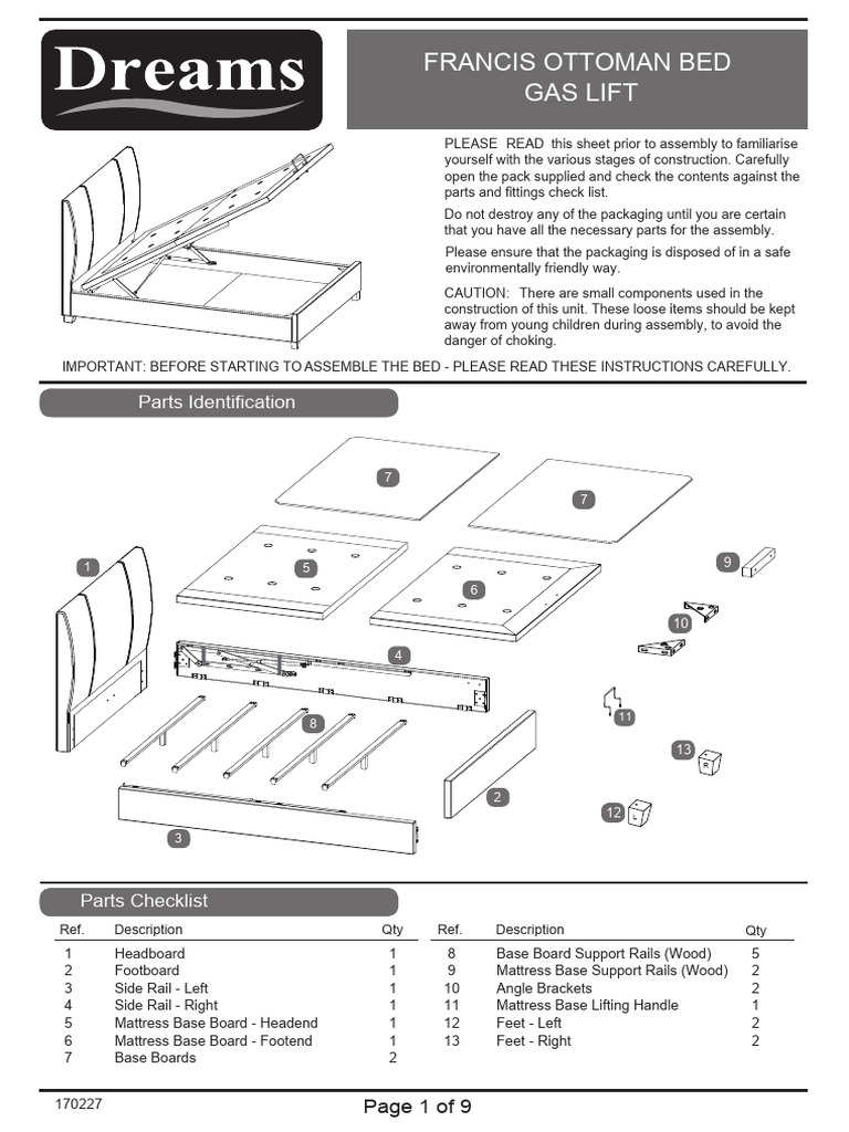 Francis Ottoman Bed Assembly Guide | PDF | Screw | Bed