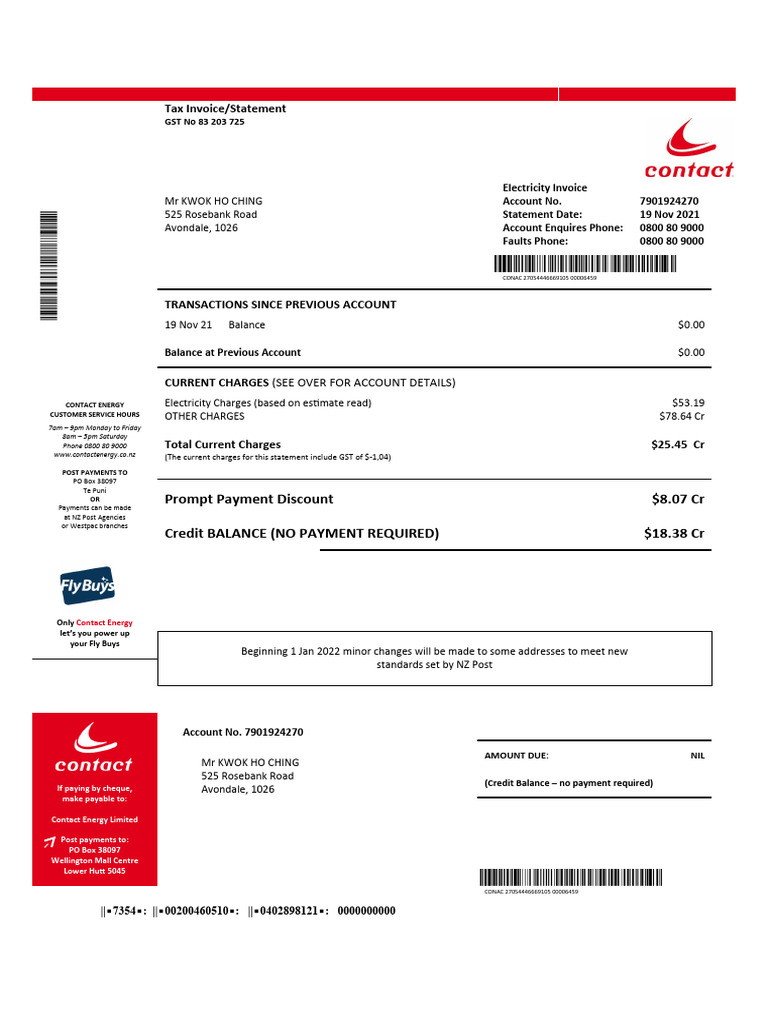 Contact Energy Invoice Summary | PDF | Payments | Invoice