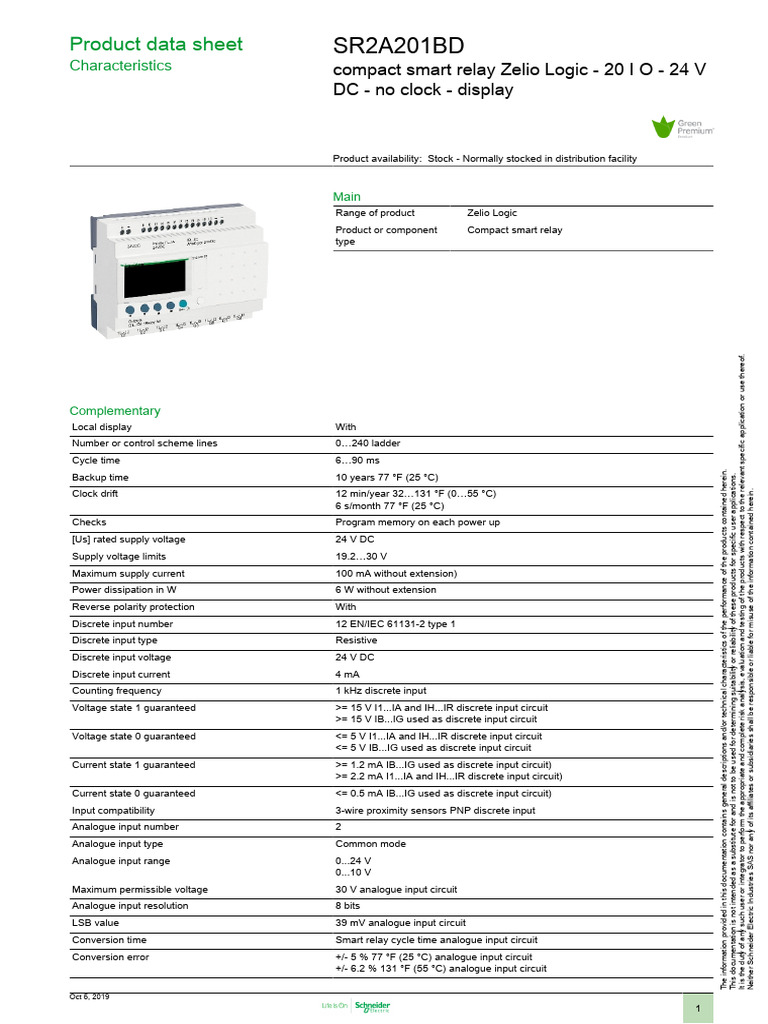 Zelio Logic SR2A201BD | PDF | Relay | Fuse (Electrical)