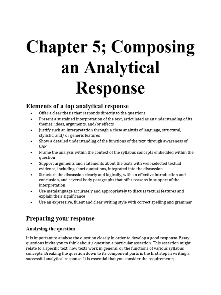 Chapter 5 Composing An Analytical Response | PDF | Essays | Question