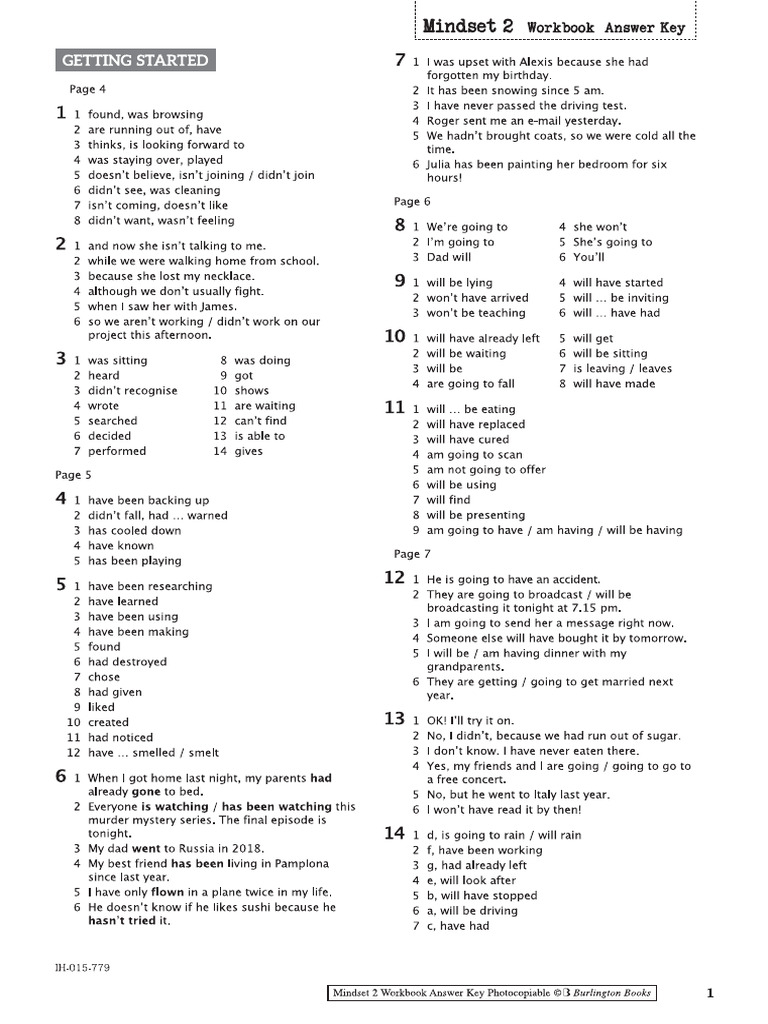 Answer Key Getting Started, U1, U2 | PDF