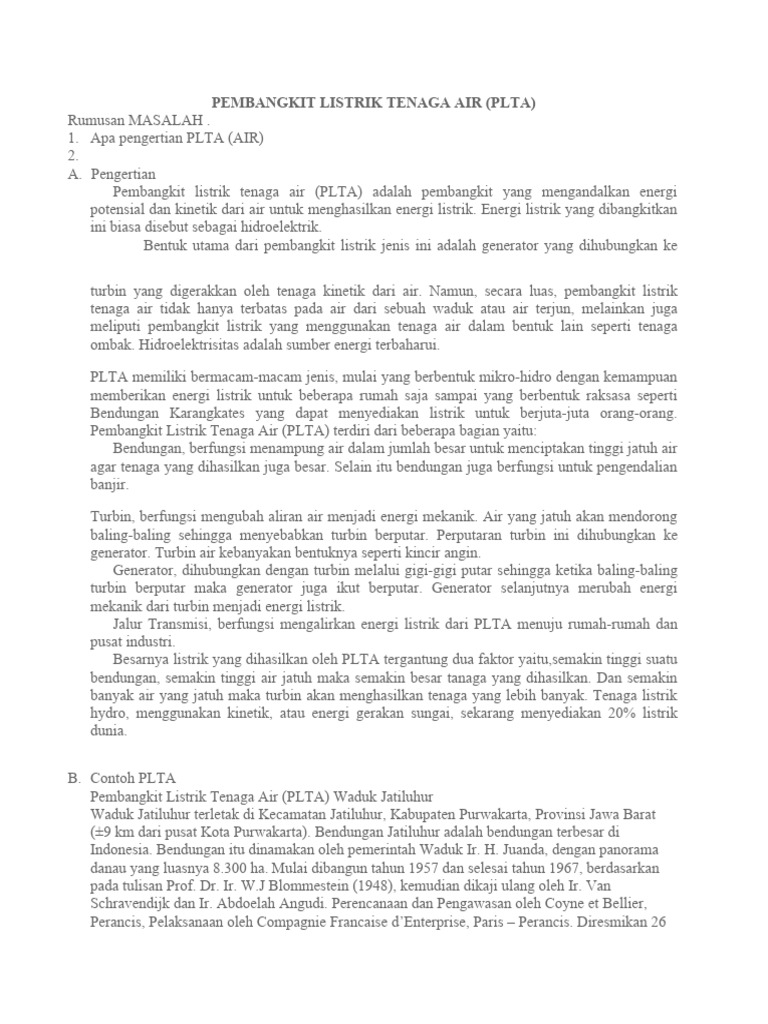 Pembangkit Listrik Tenaga Air | PDF