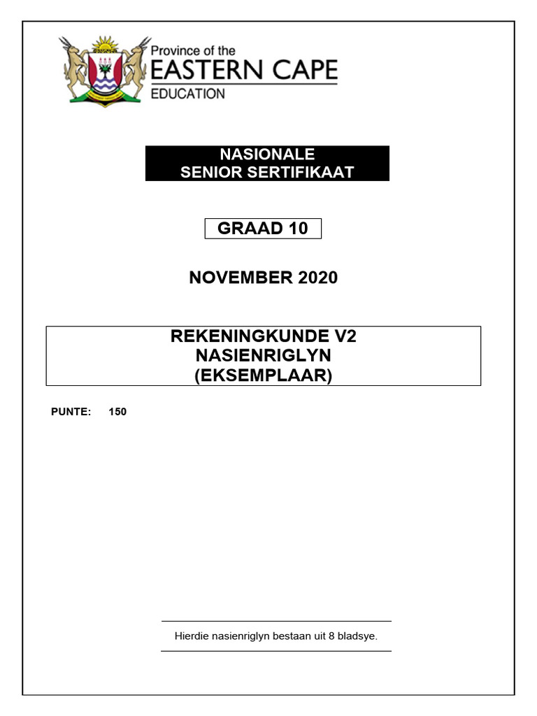 ACCOUNTING P2 MEMO GR10 NOV2020 - Afrikaans | PDF