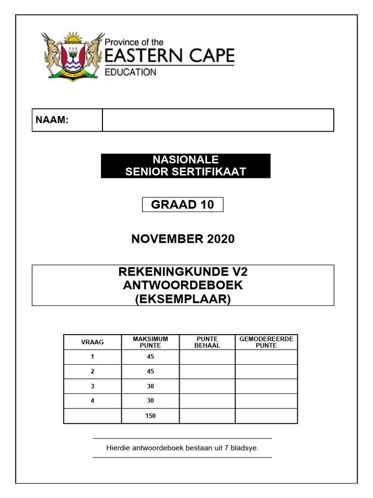 Accounting p2 Ab Gr10 Nov2020 - Afrikaans | PDF