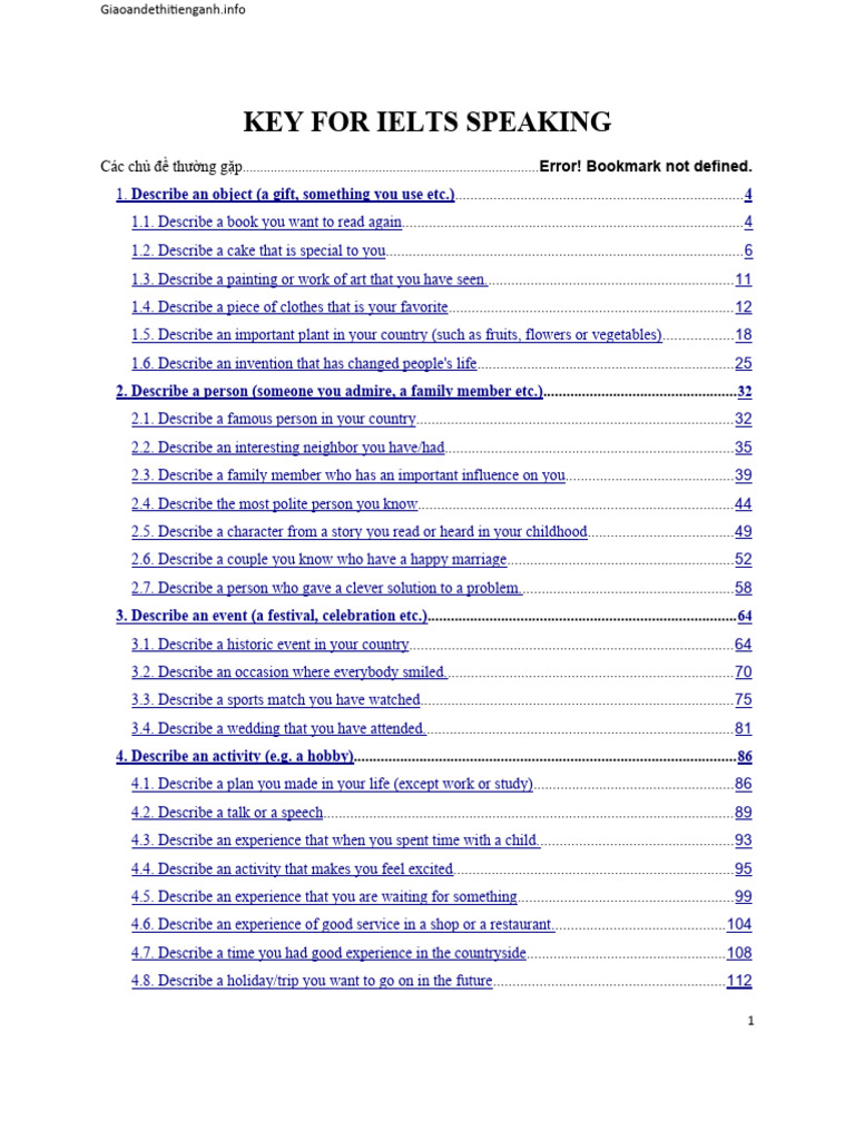 Key For Ielts Speaking | Download Free PDF | Foods | Jewellery