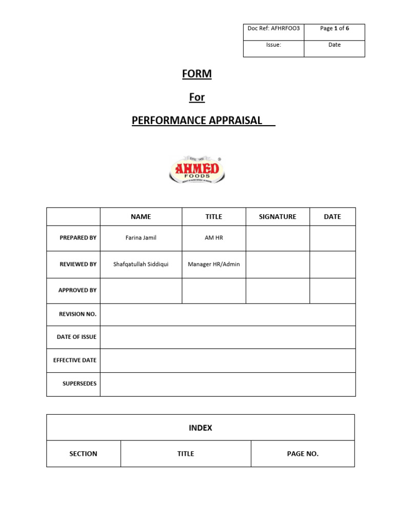 Performance Appraisal Form | Download Free PDF | Performance Appraisal | Organizational Behavior