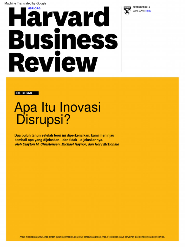 Innosight - HBR - What Is Disruptive Innovation | PDF