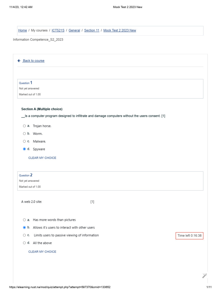 Mock Test 2 2023 New | PDF | Malware | Cybercrime