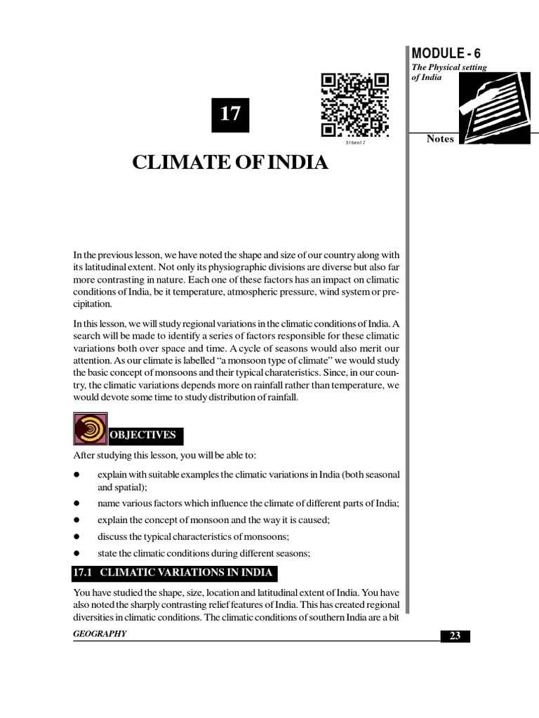 Climate Variations in India Explained | PDF | Monsoon | Jet Stream