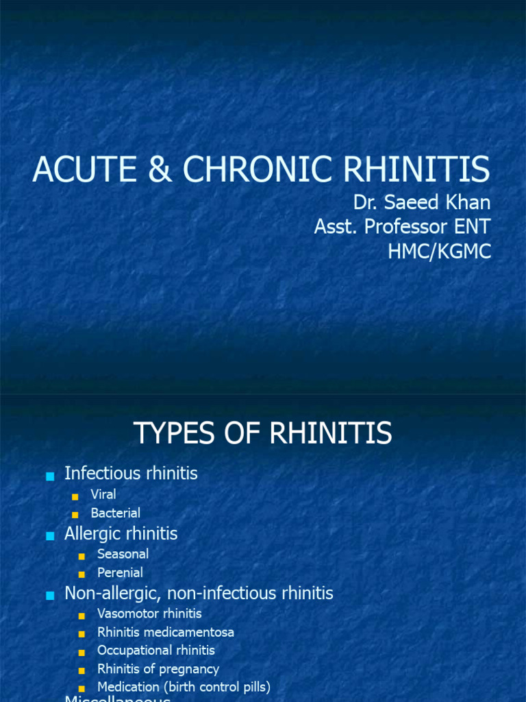 Acut & Chronic Rhinitis | PDF | Human Nose | Medical Specialties