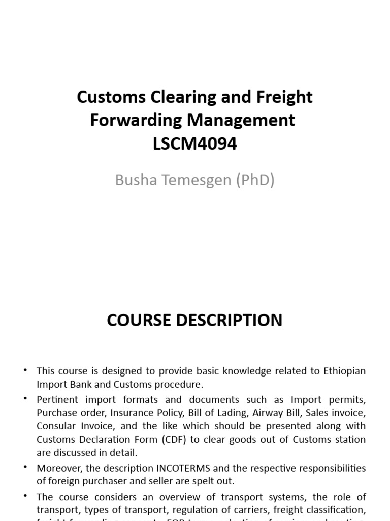 Customs Clearing and Freight Forwarding Management | PDF | Cargo ...