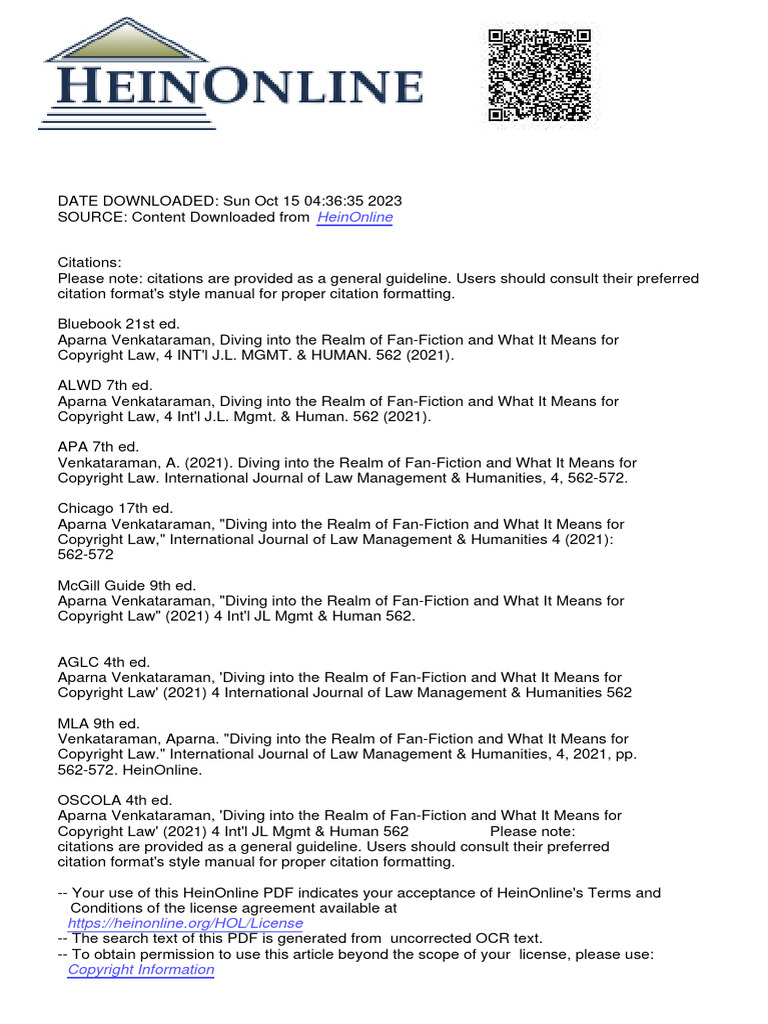 4 Issue 1 Intl JLMGMT Human 562 | PDF | Fair Use | Copyright