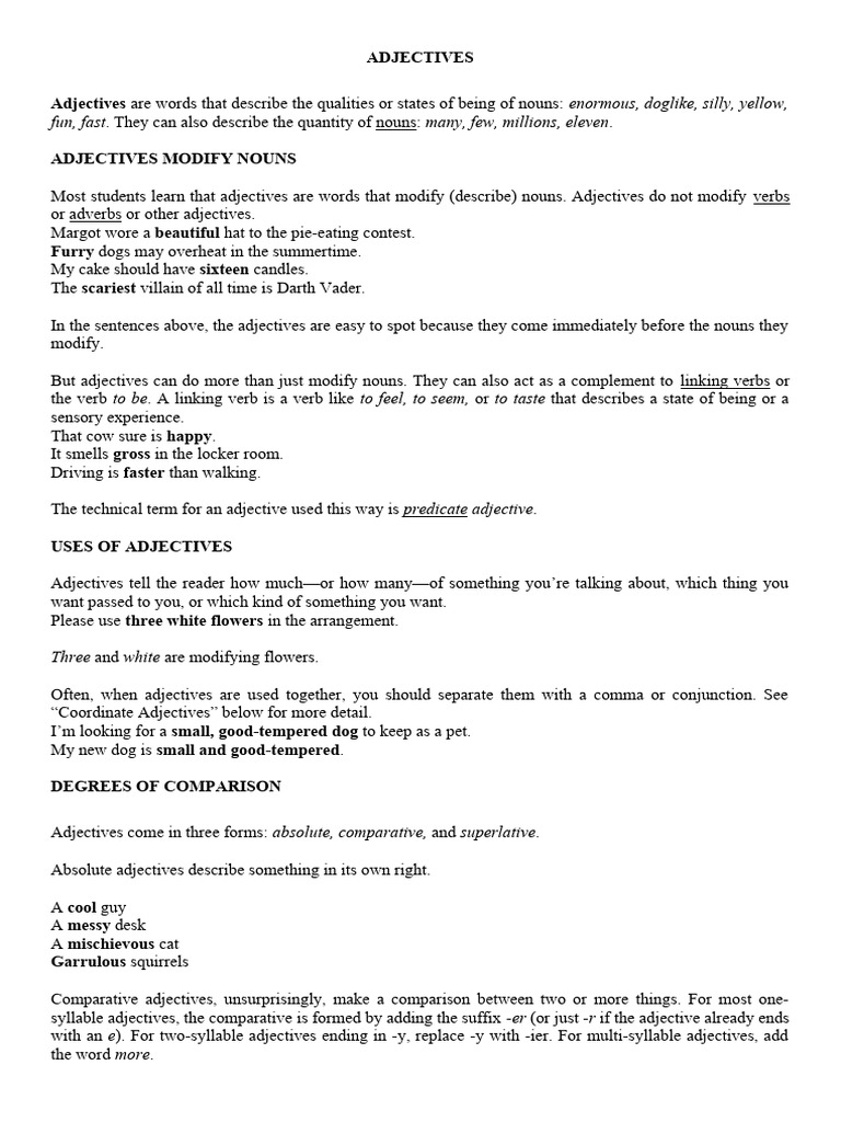 ADJECTIVES | PDF | Adjective | Adverb