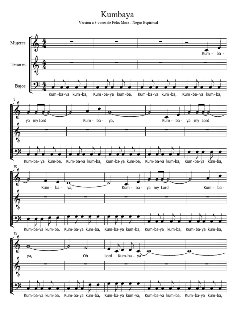 Kumbaya 3 Voces Felix Mora | PDF