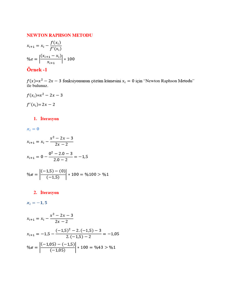 NEWTON RAPHSON METODU Docx | PDF