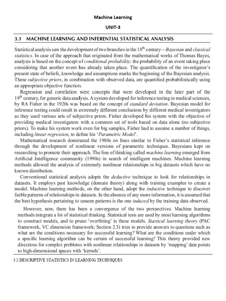 Machine Learning (UNIT-3) | PDF