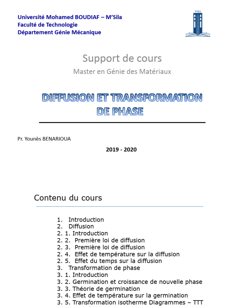 Transformation Isotherme en Diffusion | PDF | La diffusion | Métaux