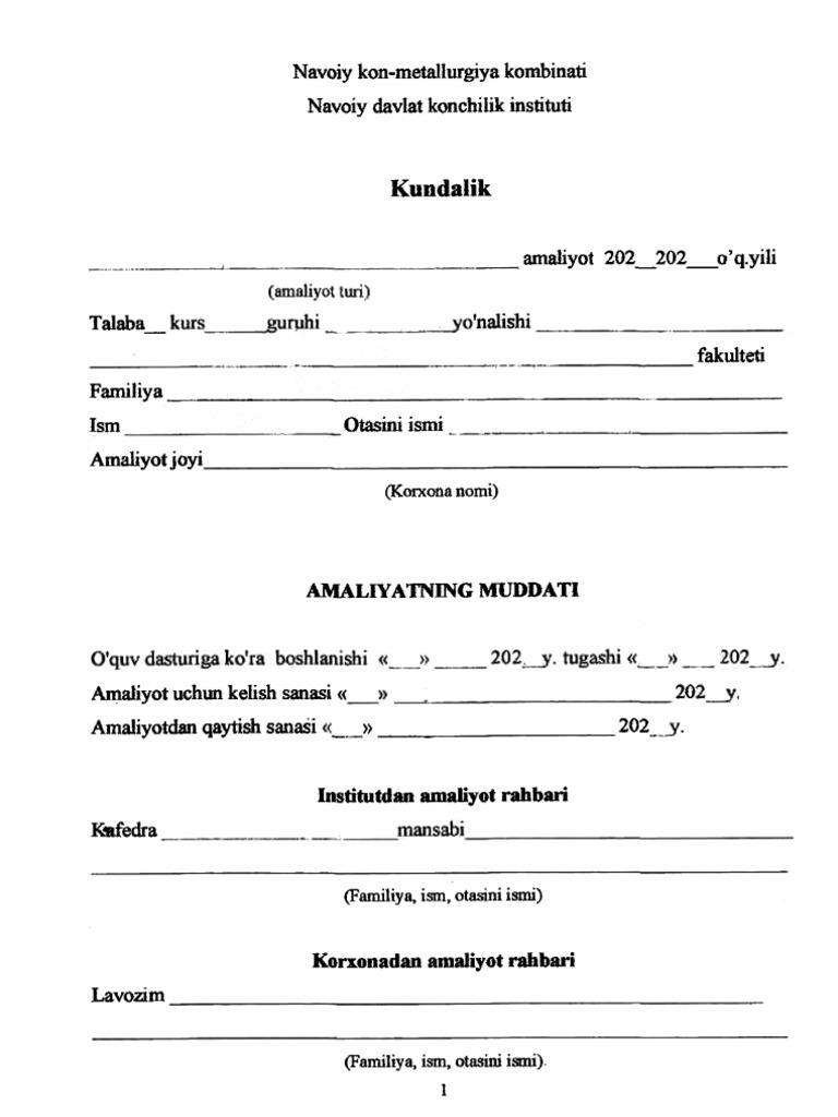Amalyottttttt Kundalik Komil | PDF
