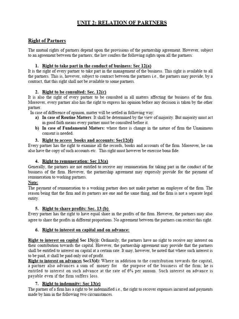 Partners' Rights and Duties Explained | PDF | Law Of Agency | Partnership