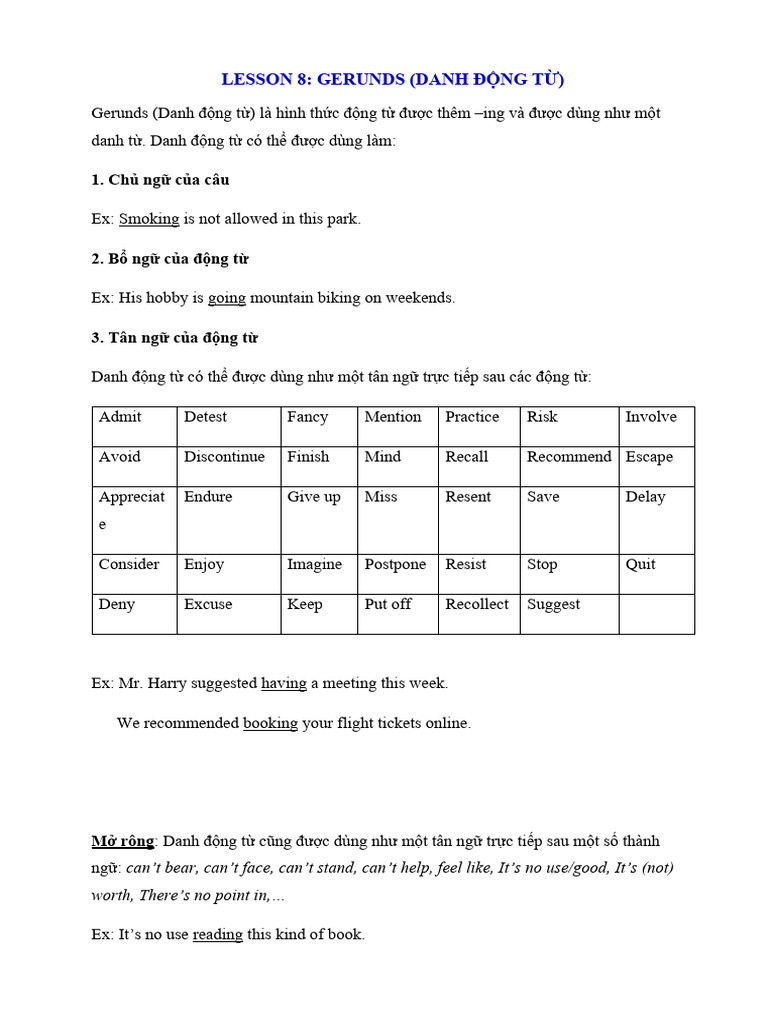 Lesson 10 Gerunds | PDF