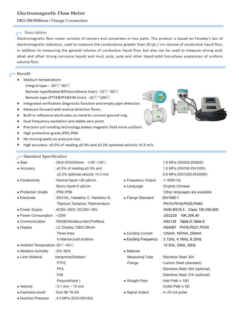Electromagnetic Flow Meter Catalog - Wesdom | PDF | Flow Measurement ...