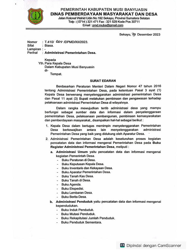 Administrasi Pemerintahan Desa | PDF