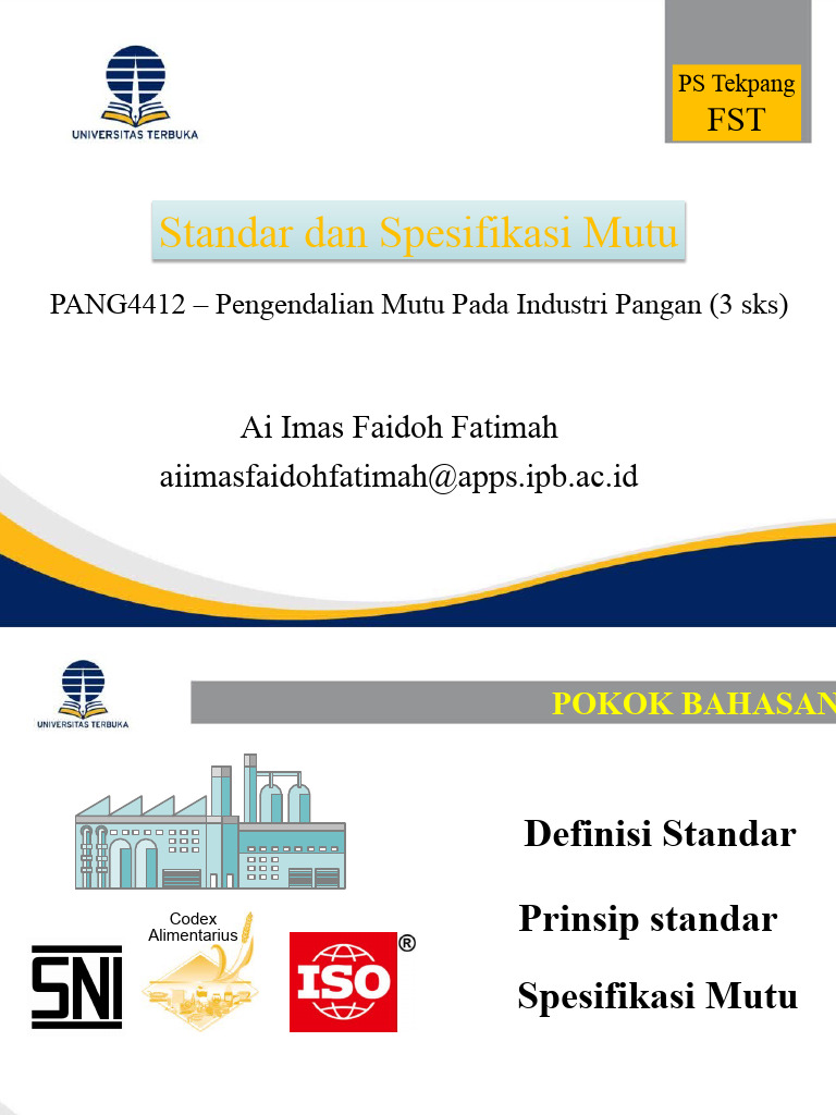 Sesi 2 - Standar Dan Spesifikasi Mutu | PDF | Komputer