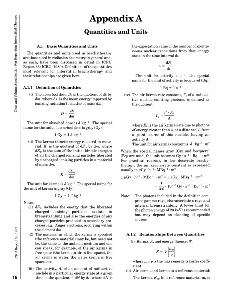 Appendix A - Quantities and Units | PDF | Absorbed Dose | Applied And ...
