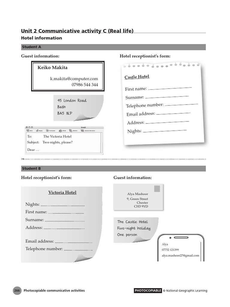 Beginner - Unit 2 - Communicative Activity C | PDF