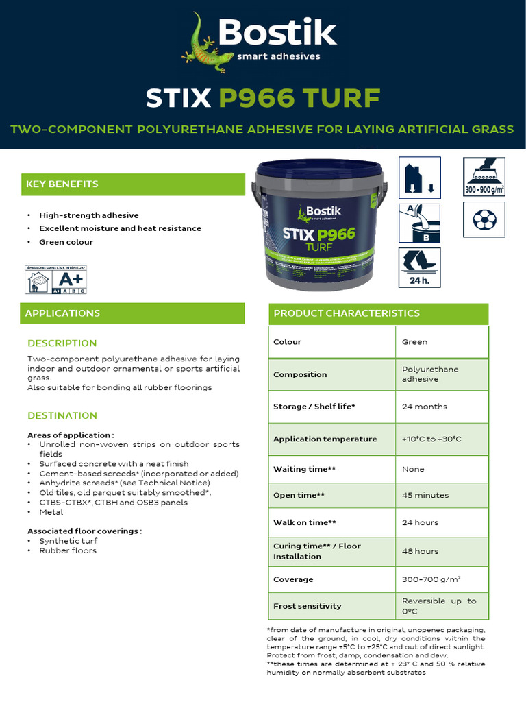 Bostic TDS-STIX-P966-TURF-1 | PDF | Adhesive | Flooring