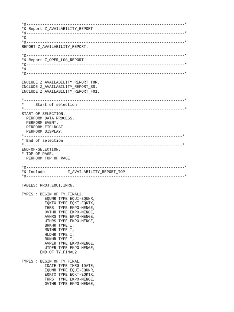 EAM Availability Reportcument | PDF | Computer Programming | Computer ...