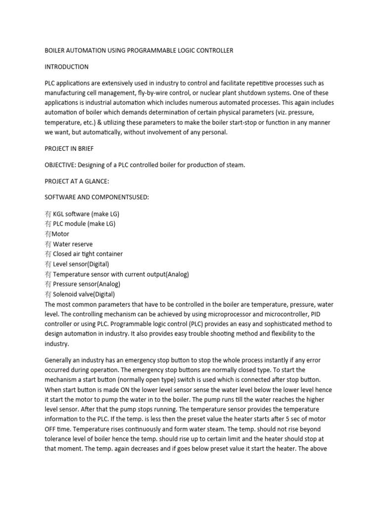 Boiler Automation With PLC | PDF | Capacitor | Programmable Logic ...