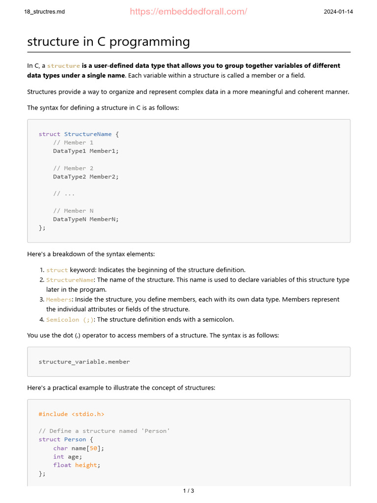 Structure in C Programming | PDF | Computer Engineering | Programming ... Structure in C Programming | PDF | Computer Engineering | Programming ...