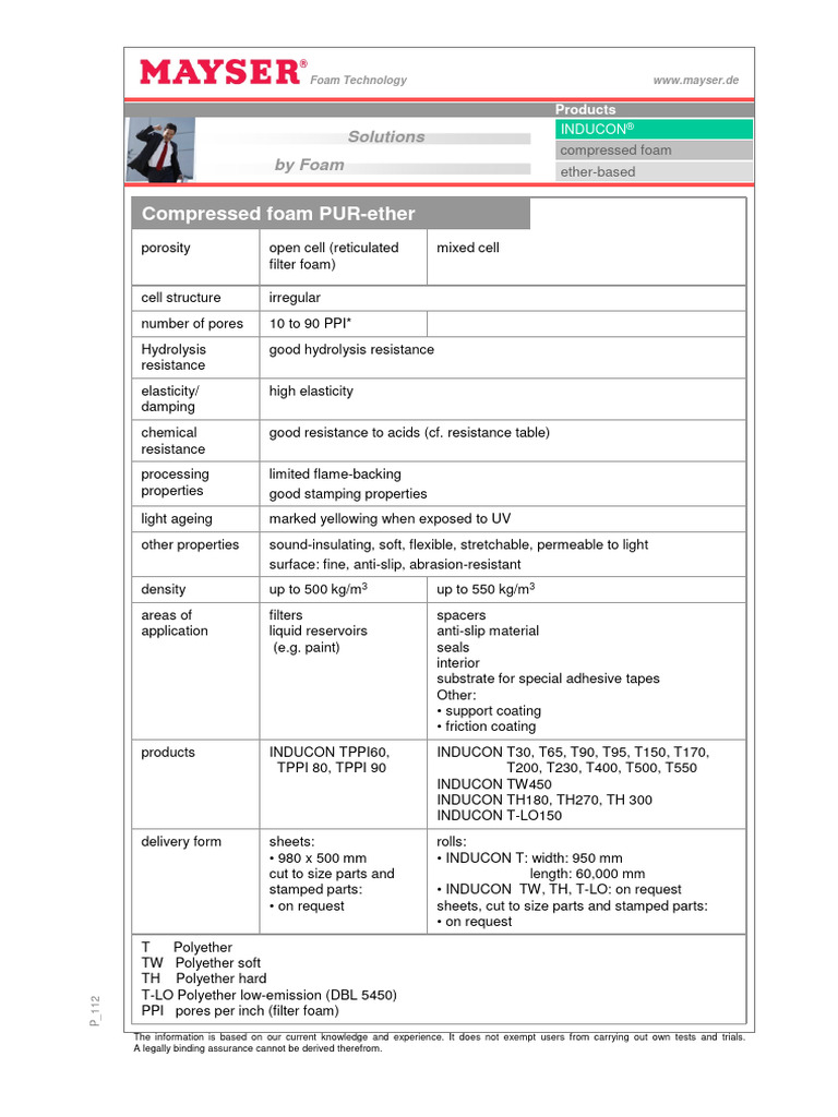 INDUCON® Compressed Foam Ether | PDF | Foam | Porosity