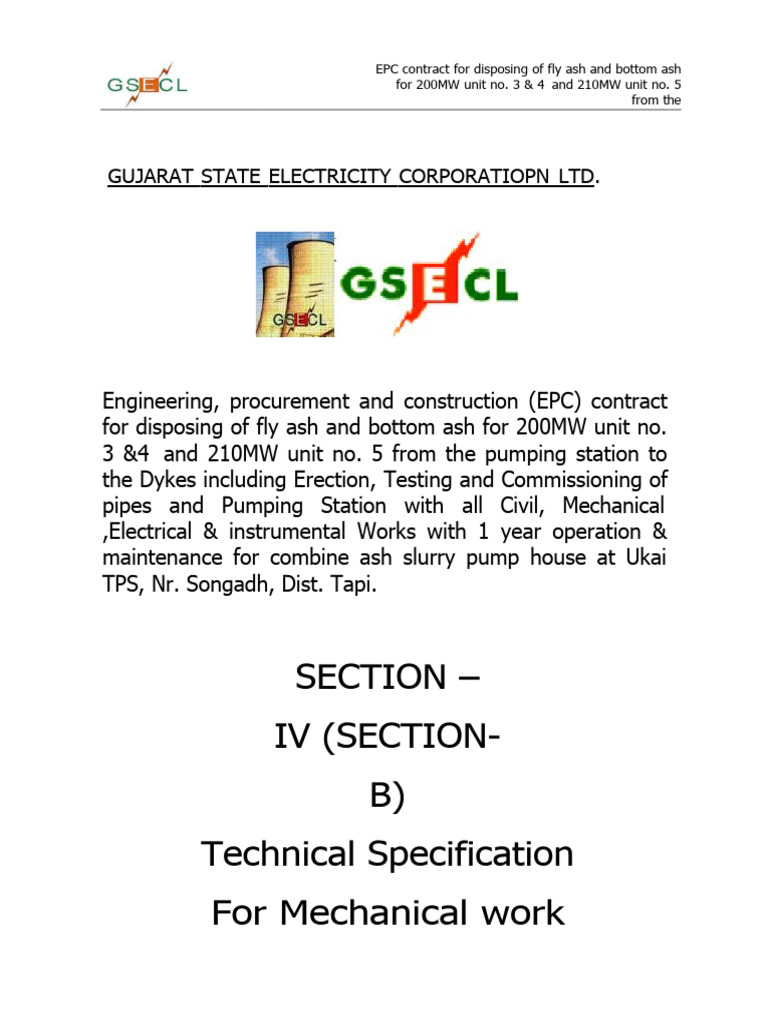 Section IV - B - T S For Mechanical Work | PDF | Bearing (Mechanical) | Pump