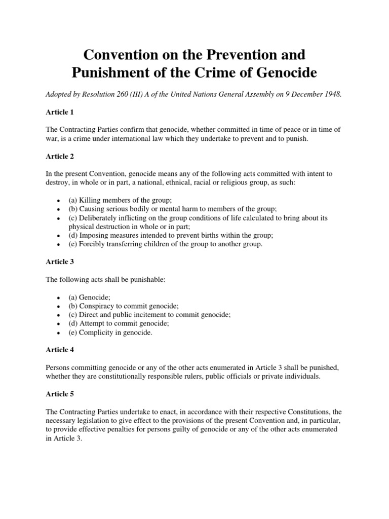 1948 Convention On The Prevention and Punishment of The Crime of ...