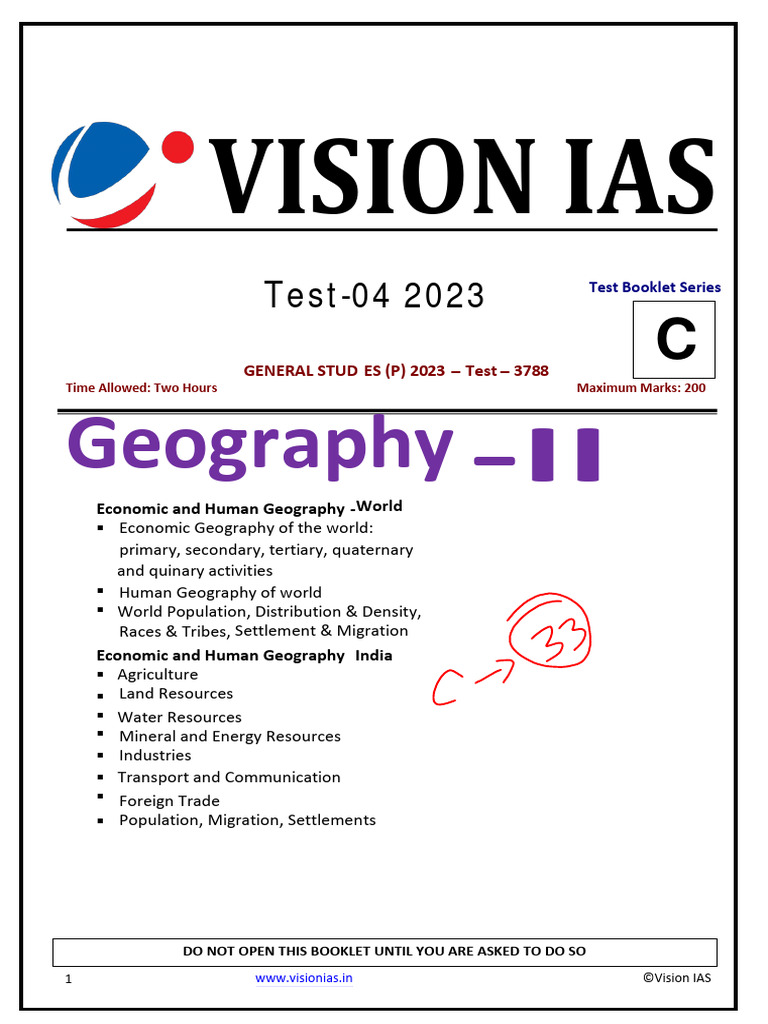 Vision IAS 2023 Test 04 Question | PDF | Irrigation | Coal
