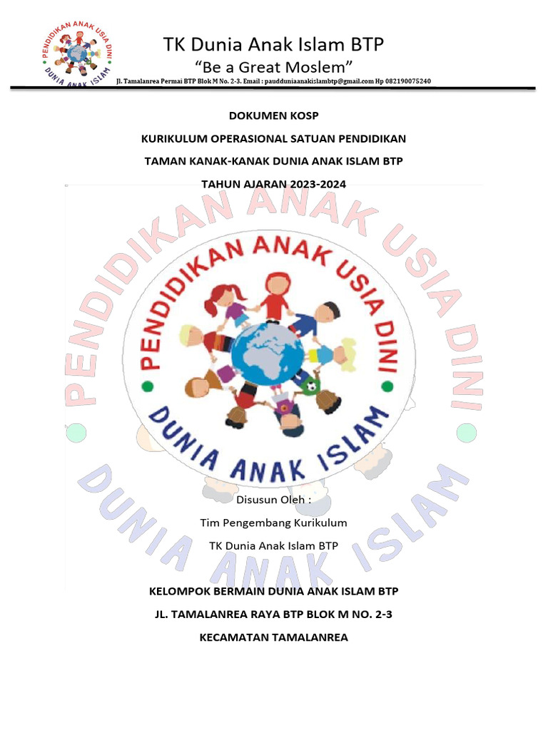 KOSP TK Dunia Anak Islam BTP 2023/2024 | PDF | Kesehatan Holistik | Agama & Spiritualitas