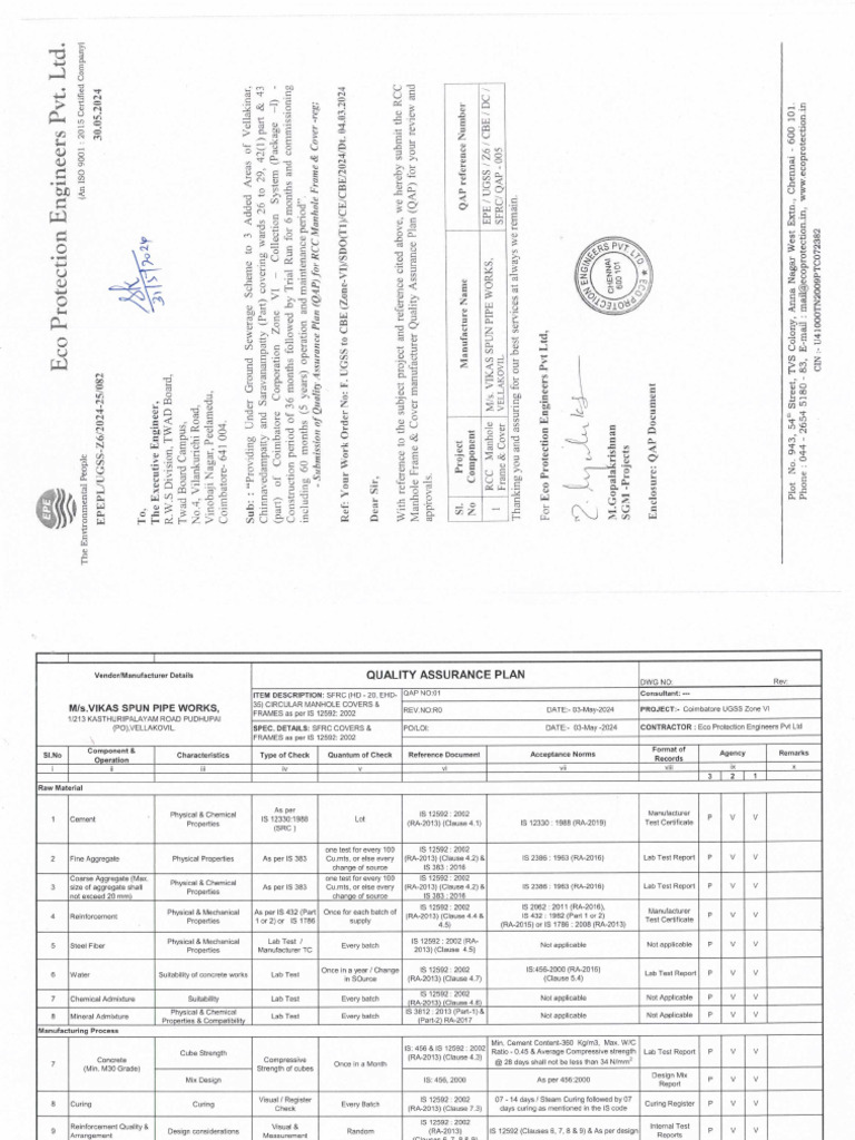 Approved QAP For Vikas SFRC | PDF