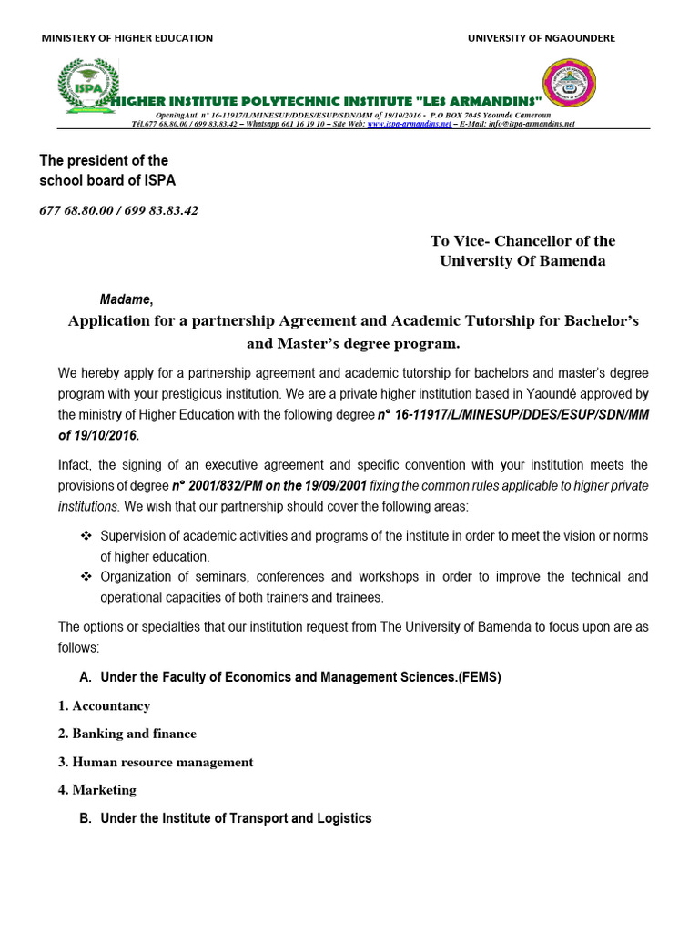 Bamenda Partnership Agreement | PDF | Academic Degree